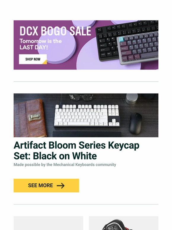 Drop: Artifact Bloom Series Keycap Set: Black on White, Cayin Fantasy ...