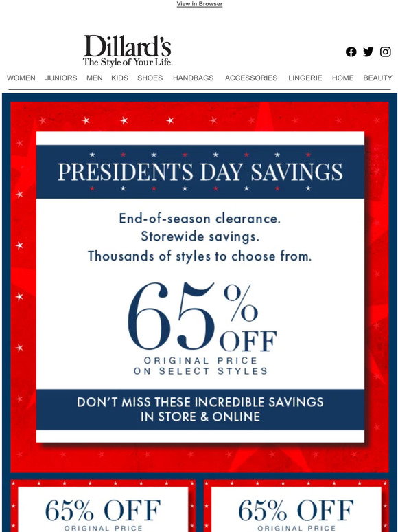 Dillard's: 65% Off Storewide Savings: Hurry! End-of-Season Clearance ...