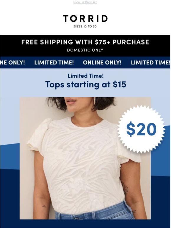 Torrid: LIMITED TIME ONLY: Tops starting at $15?! 😱 | Milled
