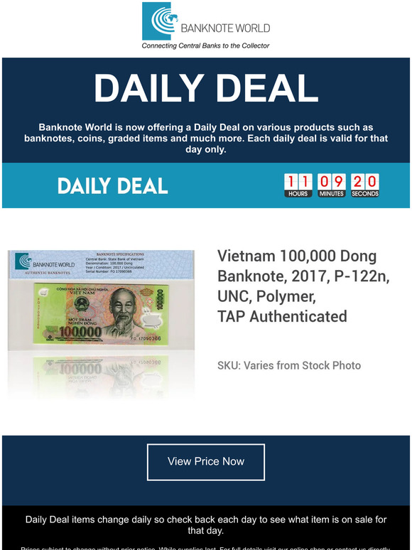 Banknote World: Discover our Daily Deal promotion! | Milled