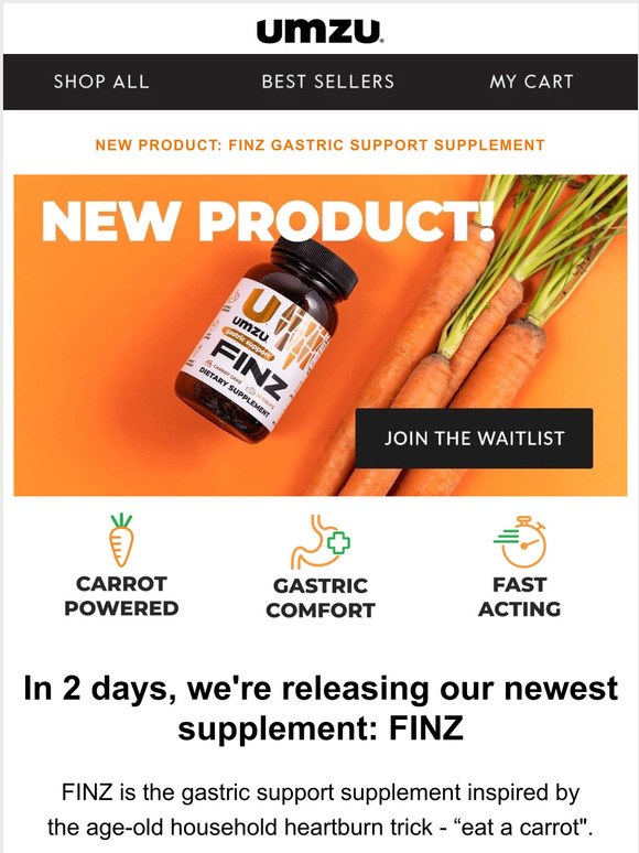UMZU: Announcing FINZ, Our Brand New Gastric-Support Supplement! | Milled