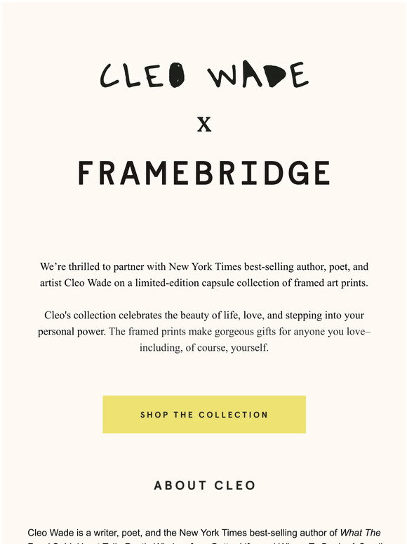 Framebridge: Introducing Cleo Wade x Framebridge | Milled