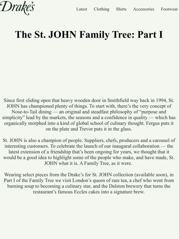 Drake's: The St. JOHN Family Tree: Part I | Milled
