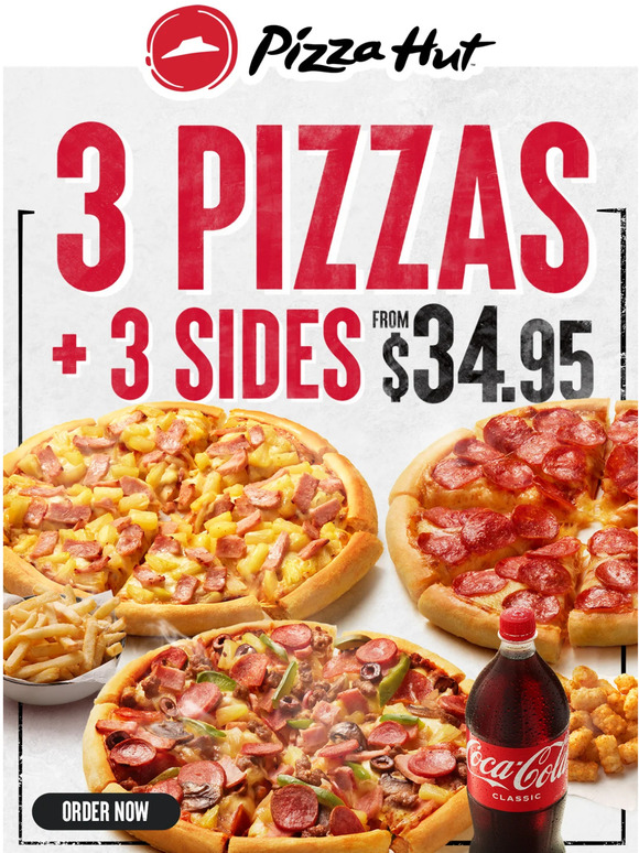 Pizza Hut: Treat your family to a pizza night! Get 3 🍕pizzas and 3 ...