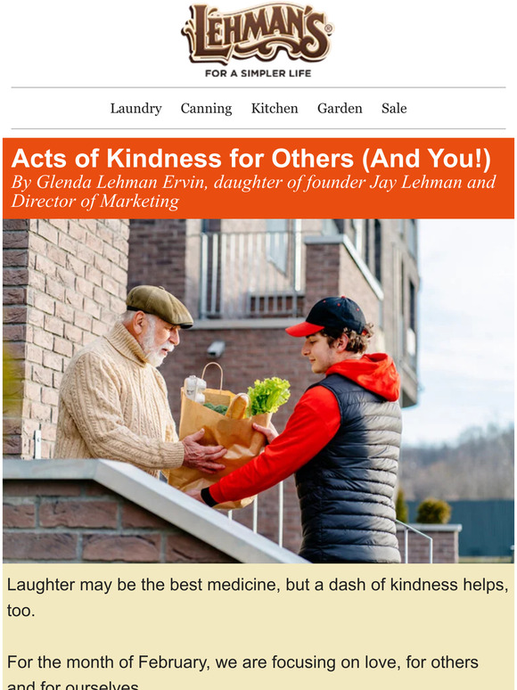 Lehman's: Simple Living Sunday: Acts of Kindness for Others (And You ...