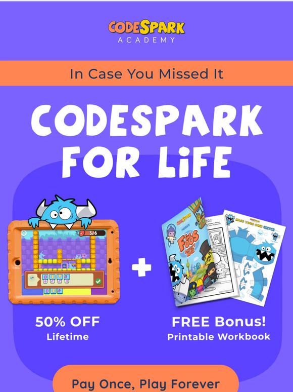 CodeSpark: ⏰50% Off Lifetime & FREE Printable Workbook Ends Soon | Milled