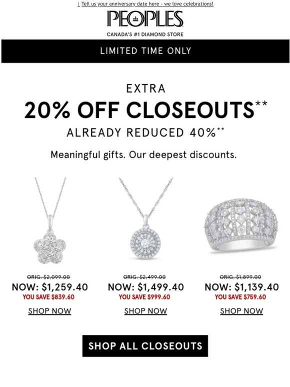 People's Jewellers: CLOSEOUTS on SALE?! (not for long...) | Milled