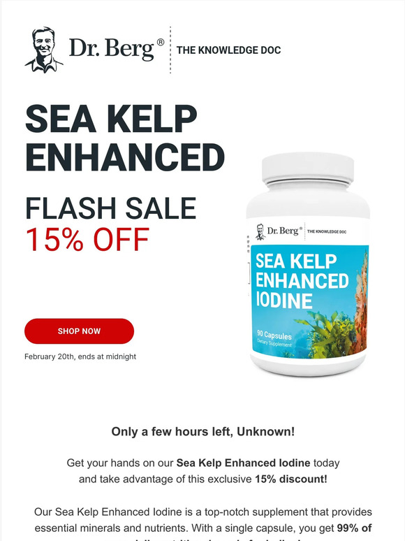 Dr. Berg: [Final Hours] 15% OFF Sea Kelp Enhanced Iodine | Milled