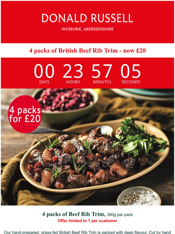 Donald Russell: 4 packs of Beef Rib Trim - £20 💥 | Milled