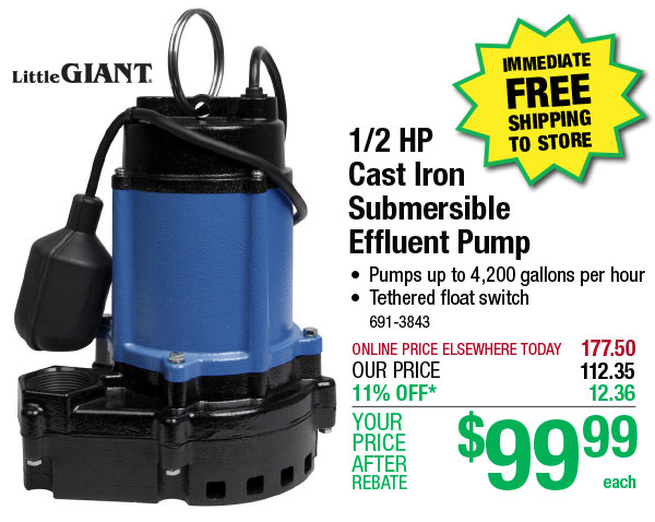 Menards: 1/2 HP Submersible Effluent Pump Under $100! | Milled