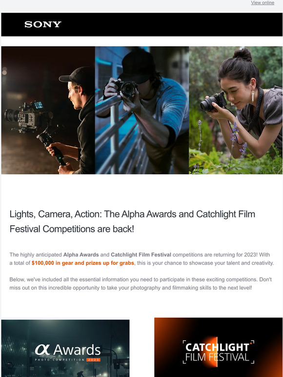 Sony: The Alpha Awards and Catchlight Film Festival Competitions are ...