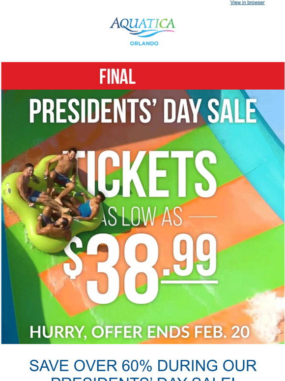 SeaWorld: Final Hours of Our Presidents' Day Sale: Tickets as low as ...