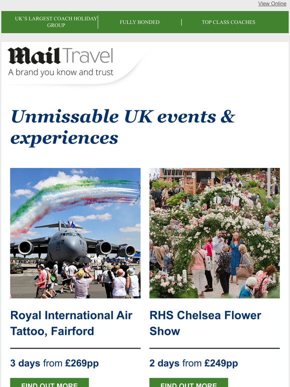 Daily Mail Experiences: Unmissable UK events & experiences | Milled