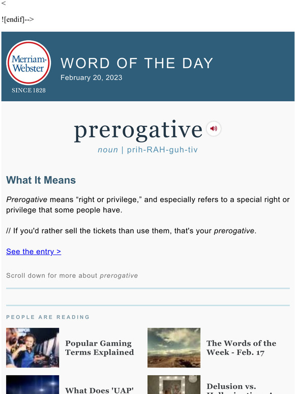 Merriam-Webster: Prerogative - plus, Popular Gaming Terms Explained ...