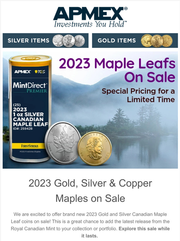 APMEX: Explore 2023 Gold & Silver Maples on sale today. | Milled