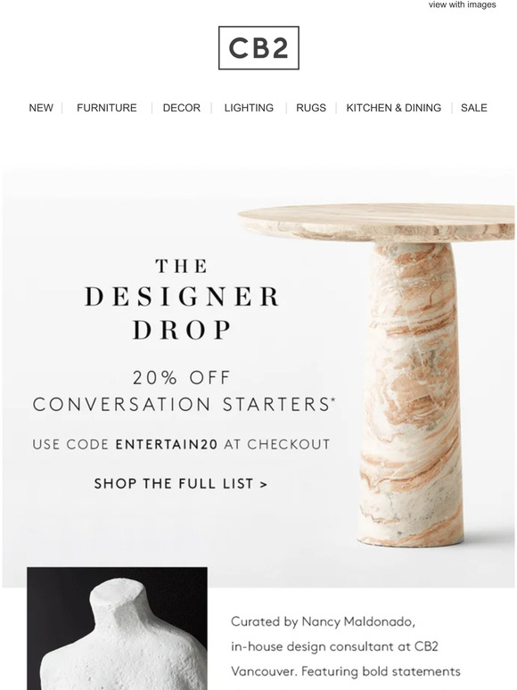 CB2: last chance: 20% off conversation starters | Milled