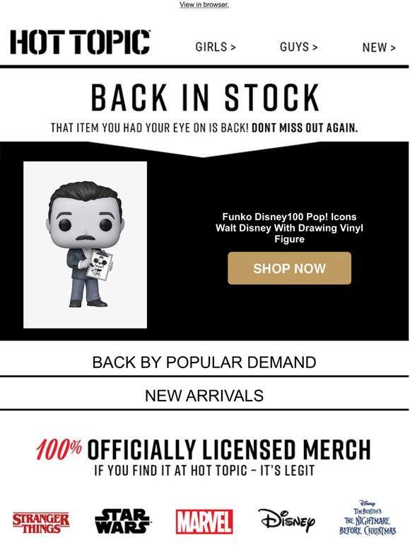 Hot Topic: Back in stock! Here's your second chance. | Milled