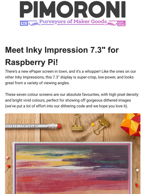 Pimoroni: New! Inky Impression 7.3" colourful E Ink™ display for ...