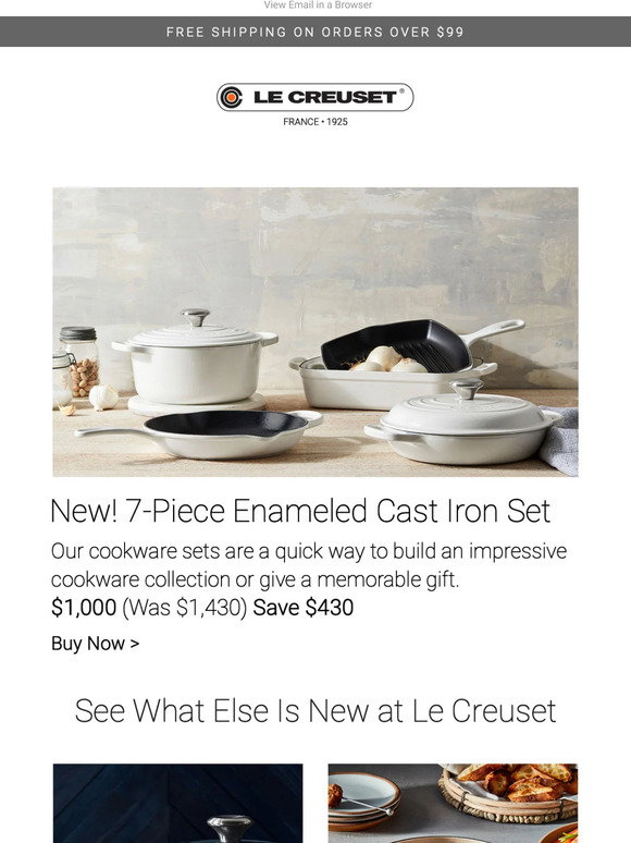 Le Creuset: Special Savings on the New 7-Piece Enameled Cast Iron Set ...