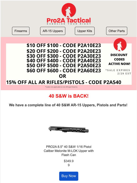 Pro2A Tactical: 40 S&W is Back! Complete line of 40 S&W AR Uppers ...