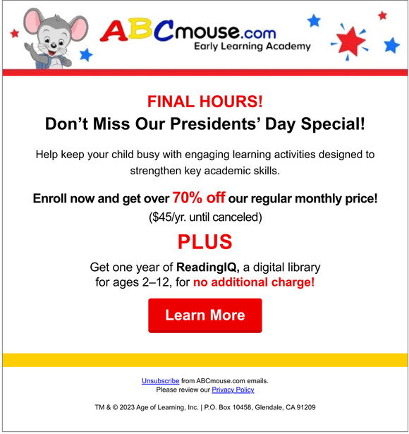 ABCmouse: FINAL HOURS! Presidents' Day Special! | Milled
