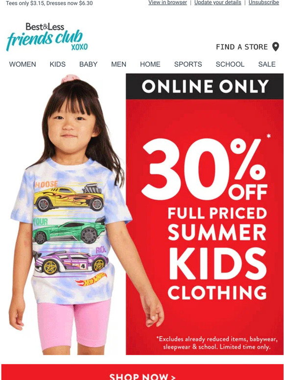 Best & Less: 30% Off Kids Summer Clothing - Ending Soon! | Milled