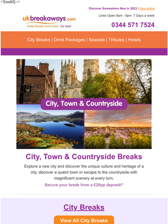 UK Breakaways: City, Town & Countryside Breaks | Milled
