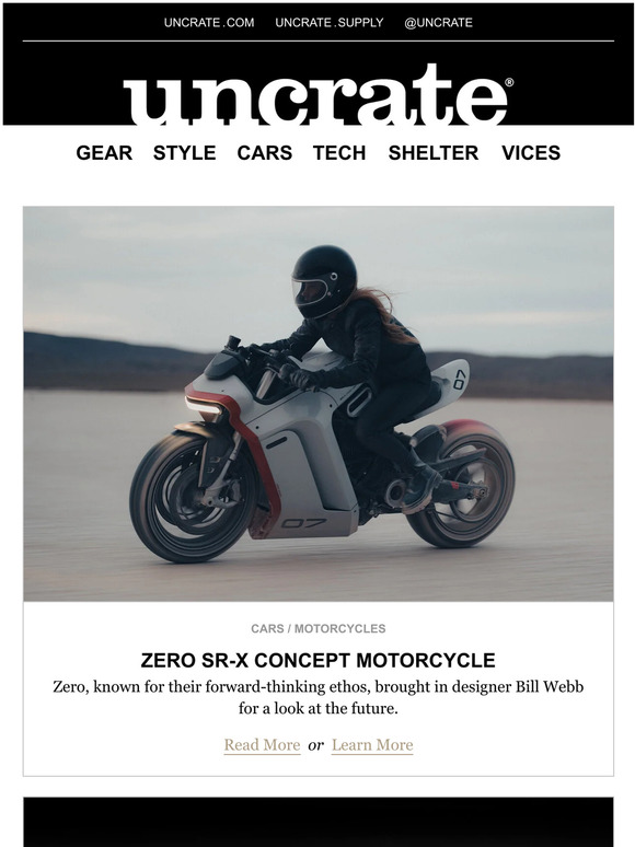 Uncrate: Zero SR-X Concept Motorcycle & more | Milled
