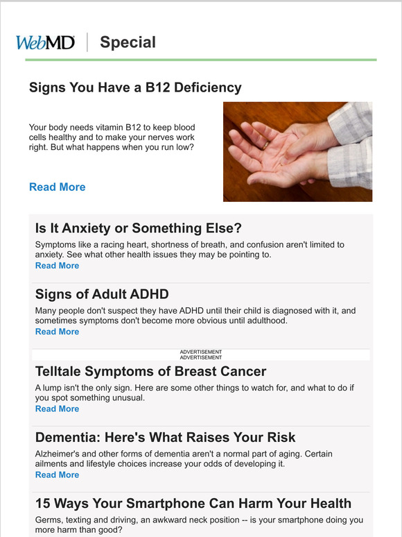 WebMD: Signs You Have a B12 Deficiency | Milled