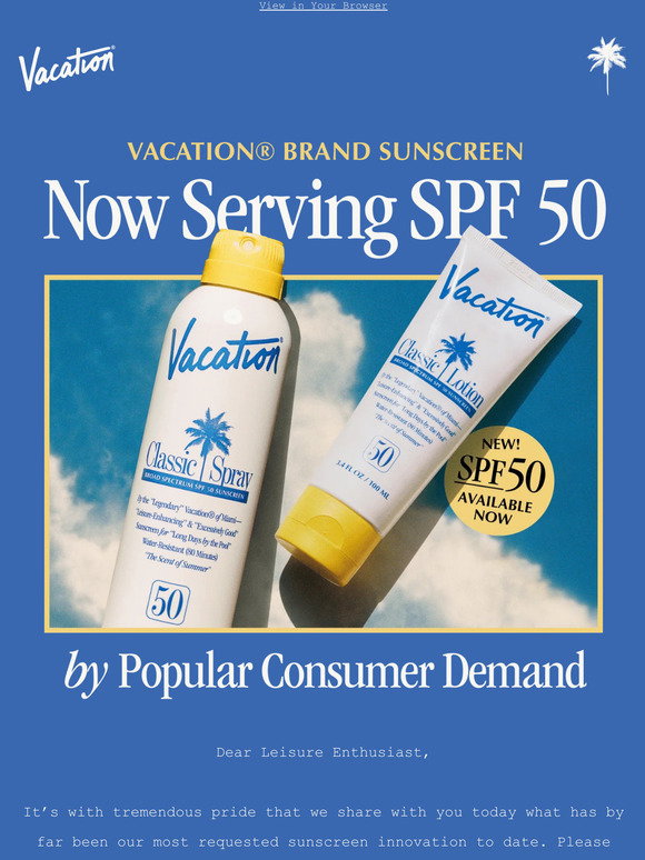 Vacation Inc.: NEW! SPF 50 Classic Lotion & Spray ☀️ | Milled