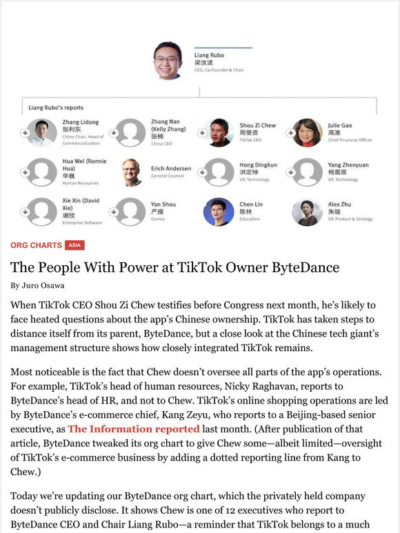 The Information: The People With Power at TikTok Owner ByteDance | Milled