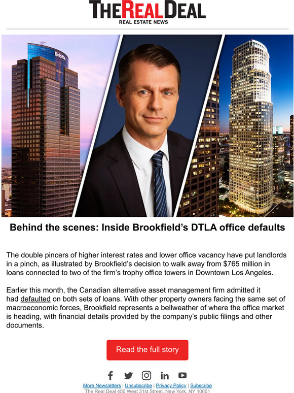 The Real Deal: ANALYSIS: Inside Brookfield’s DTLA office defaults | Milled