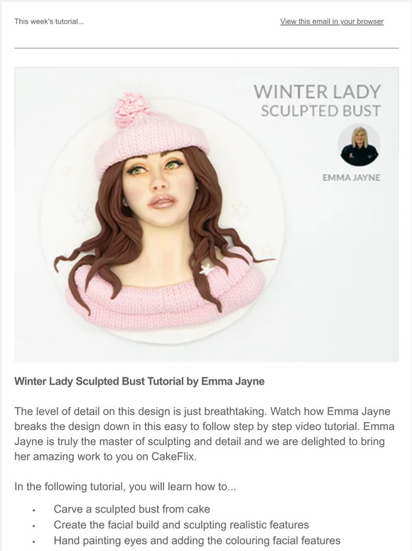 CakeFlix: Winter Lady Sculpted Bust cake tutorial by Emma Jayne | Milled