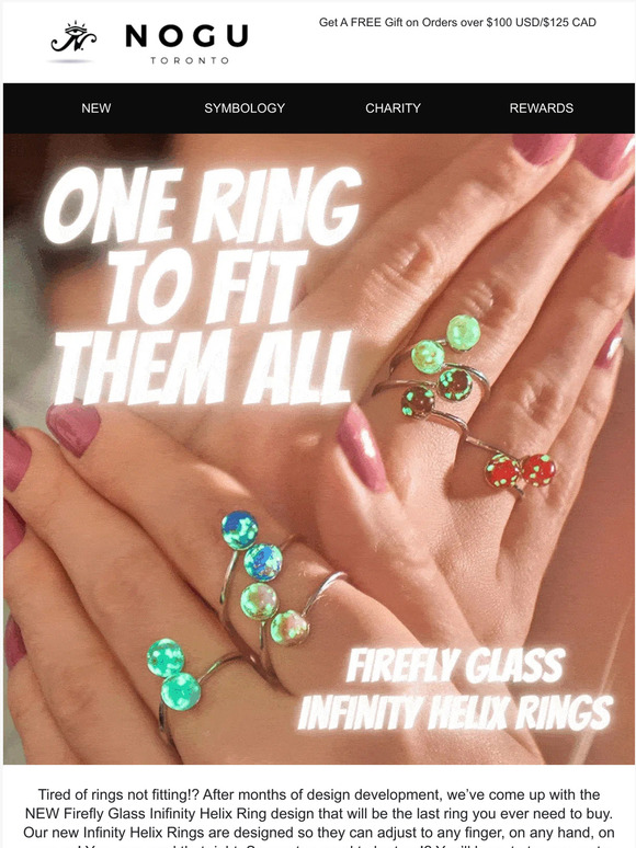 NOGU: 💍⚡6 *NEW* Firefly Glass™ Adjustable Helix Rings | One Ring To Fit ...
