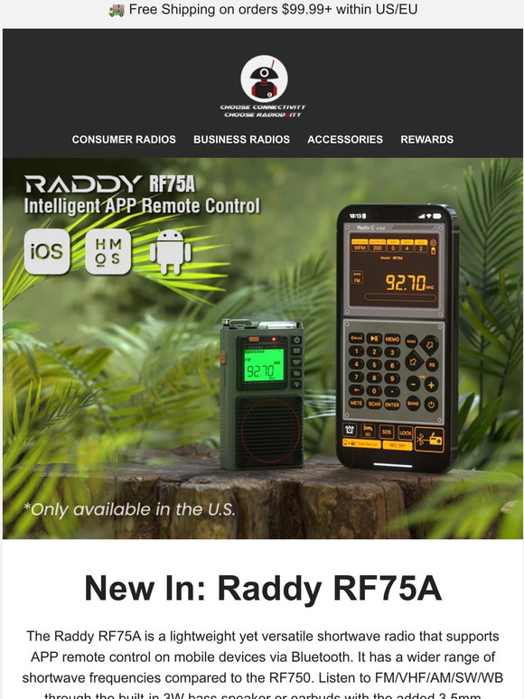 Radioddity: New In: Raddy RF75A Shortwave Radio with APP Remote Control ...