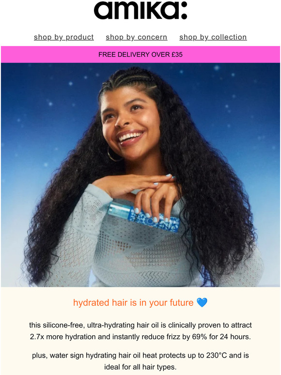 Amika: meet the new water sign hydrating hair oil 💙 | Milled