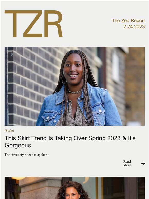 The Zoe Report: This Skirt Trend Is Taking Over Spring 2023 & It's ...