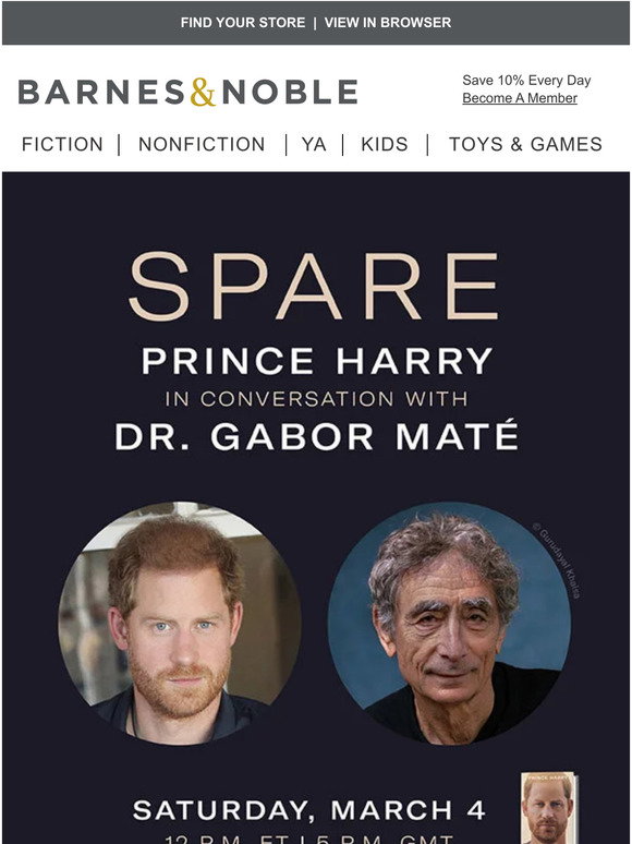 Barnes & Noble: A Virtual Event With Prince Harry Himself | Milled