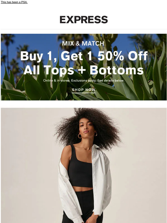 Express: Important info! BOGO 50% off separates from the Icons ...
