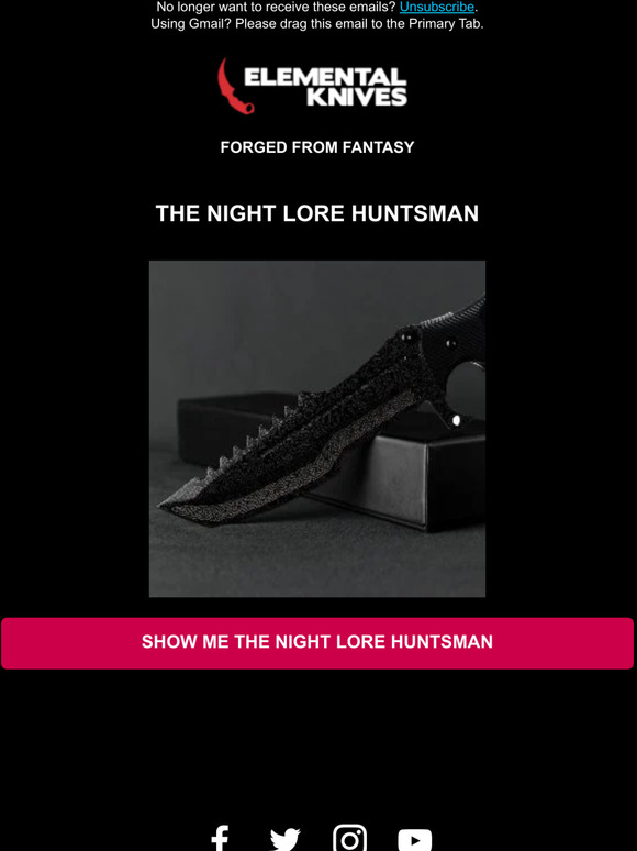 Elemental Knives: The Night Lore Huntsman | Milled