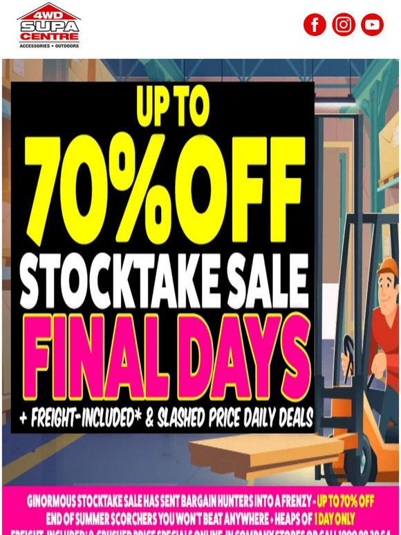 Supacentre: Up to 70% Off Stocktake Sale FINAL DAYS + Freight-Included ...