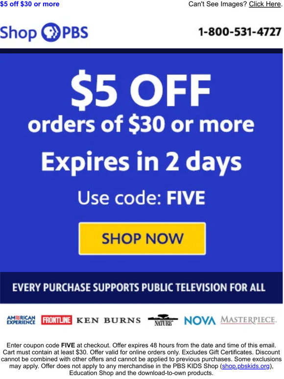 Shop.PBS.org: Treat yourself with $5 off today | Milled