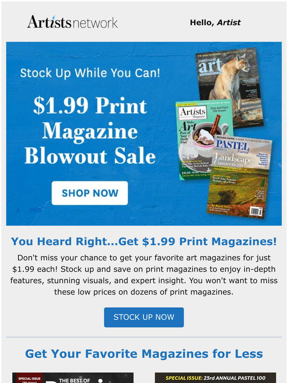 Artists Network: Have You Heard? Get $1.99 Print Magazines! | Milled