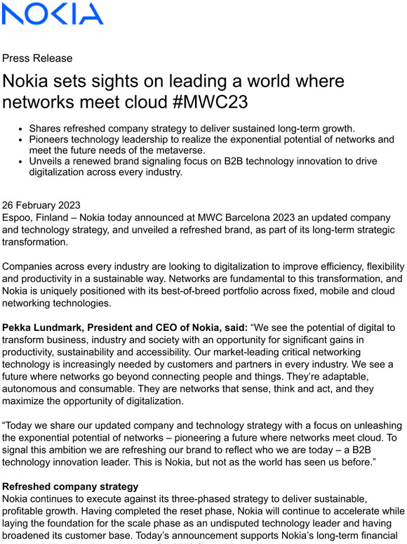Nokia Health: Nokia sets sights on leading a world where networks meet ...