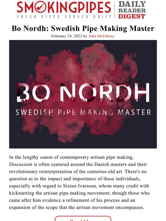 Smokingpipes: Bo Nordh: Swedish Pipe Making Master | Daily Reader Digest | Milled