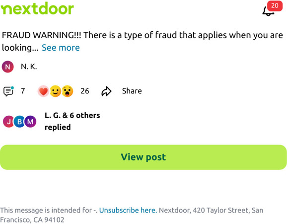 Nextdoor: FRAUD WARNING!!! | Milled