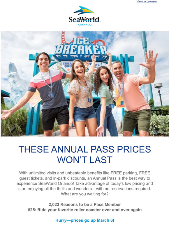 SeaWorld Parks: Buy Your Annual Pass Now Before Prices Go Up! | Milled