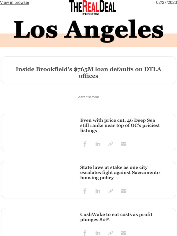 The Real Deal: Inside Brookfield's LA office defaults... and other top LA stories of the week ...