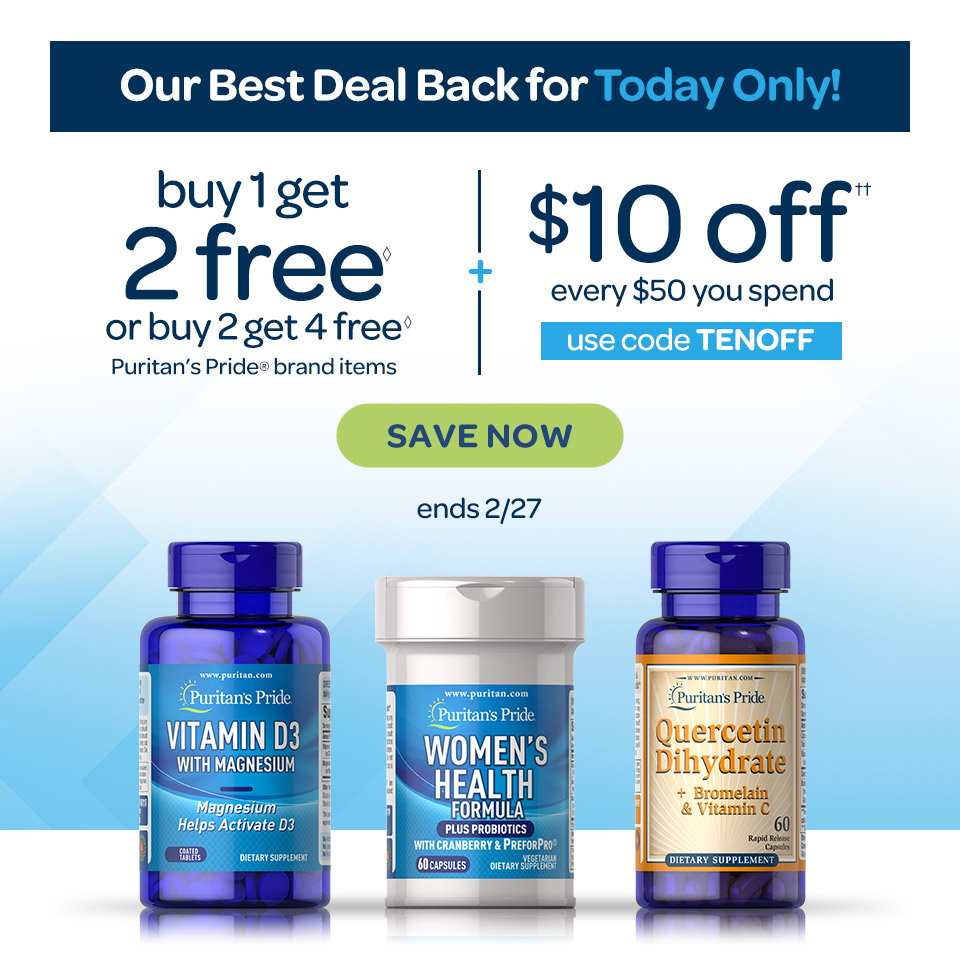Puritan's Pride: Today ONLY – buy 1 get 2 FREE and $10 off | Milled