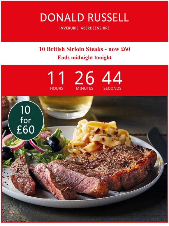 Donald Russell: 10 British Sirloin Steaks - £60 😍 | Milled